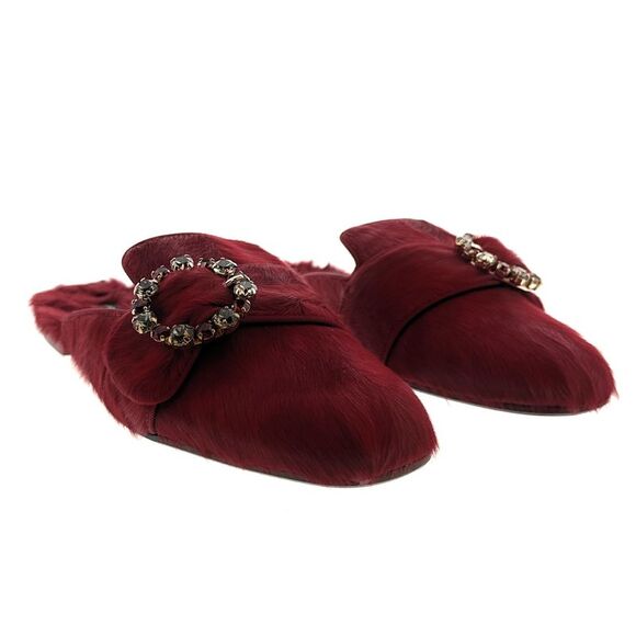 Dolce & Gabbana | Shoes | Dolce Gabbana Red Suede Fuzzy Embellished ...